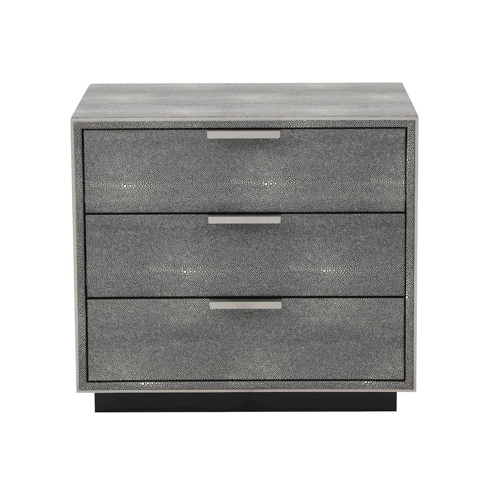 Modrest Dynasty - Modern Shagreen Three Drawer Nightstand - Walmart.com