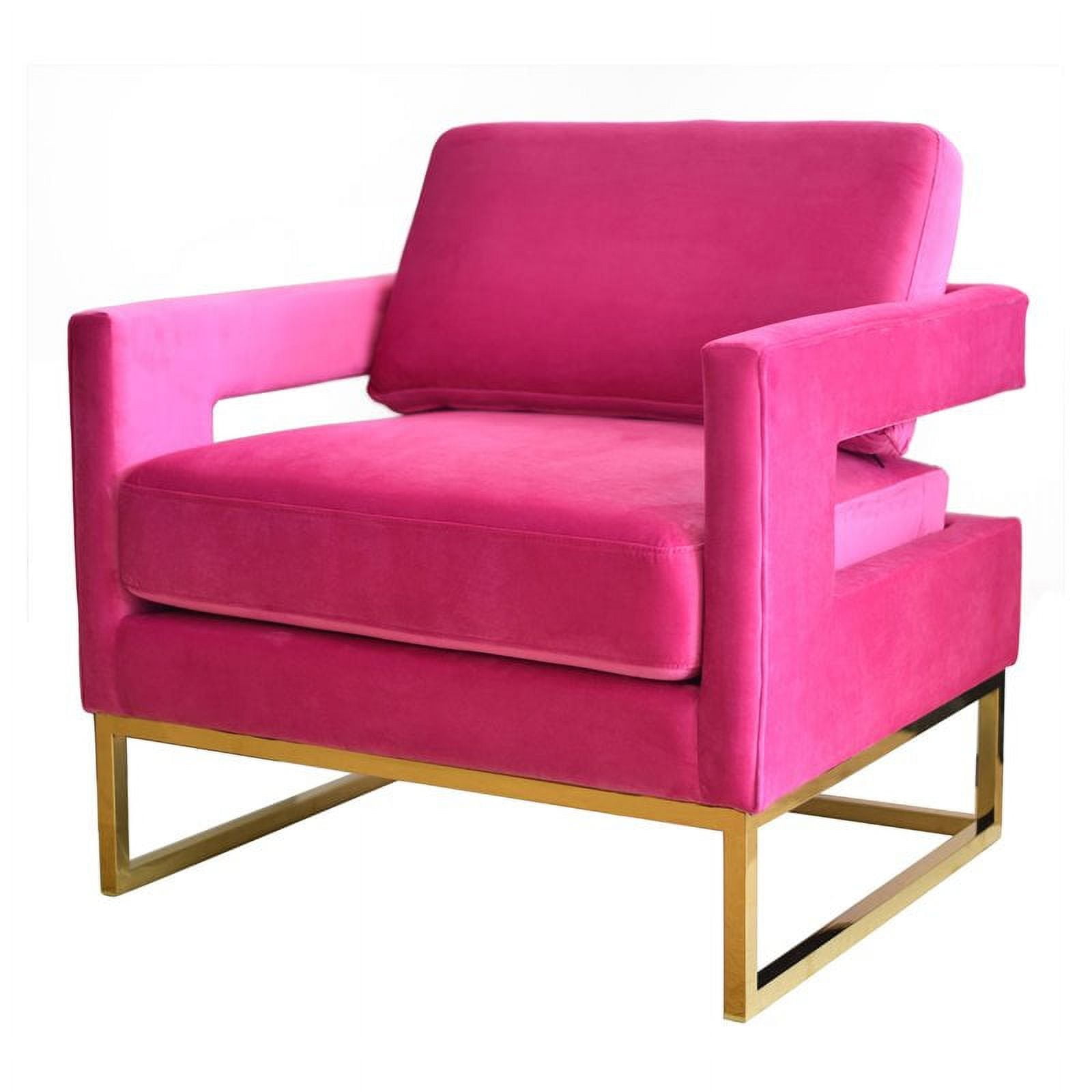 Modrest Edna Velvet & Stainless Steel Upholstered Accent Chair in Pink ...
