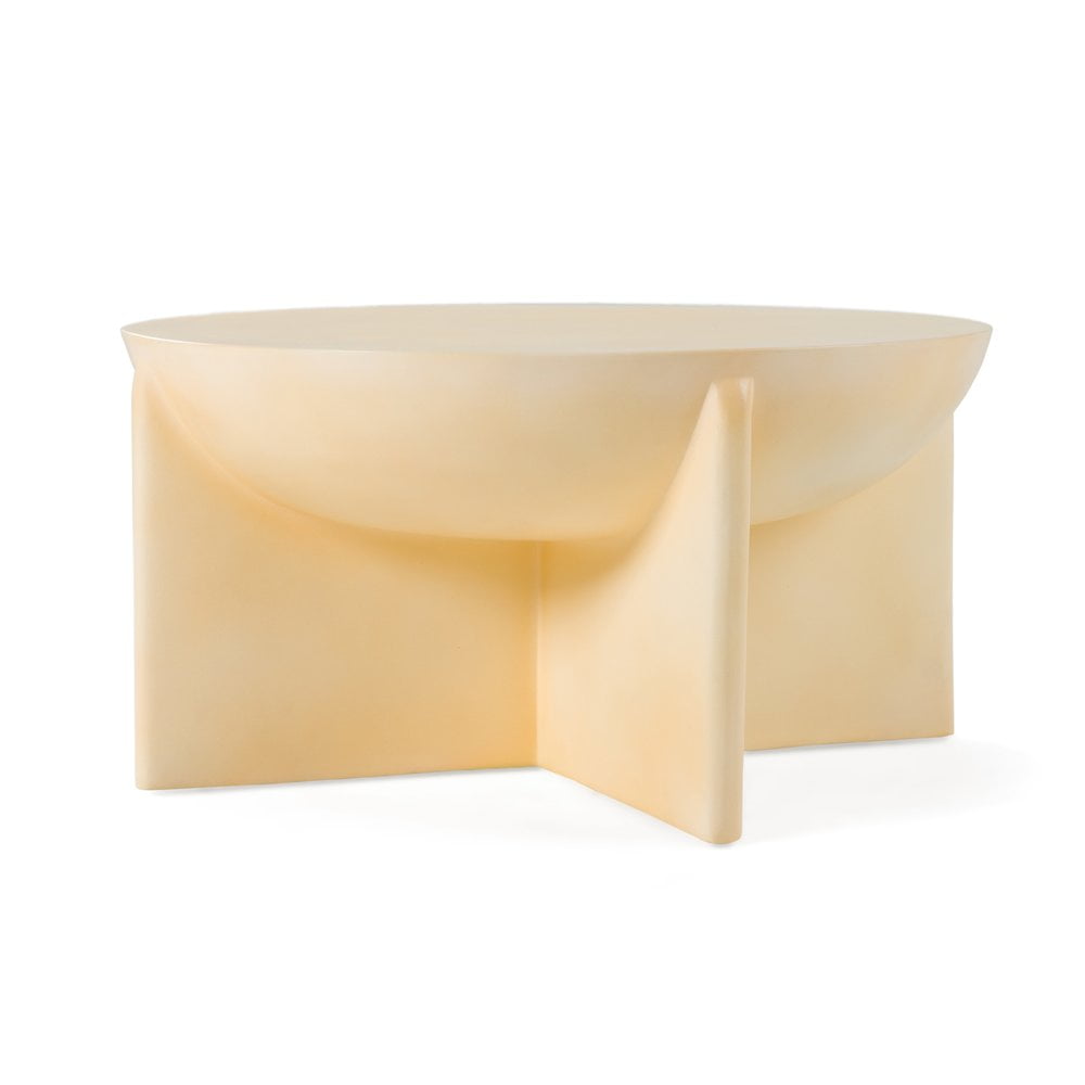 Modrest Elsa - Modern Beige Concrete Round Coffee Table - Walmart.com