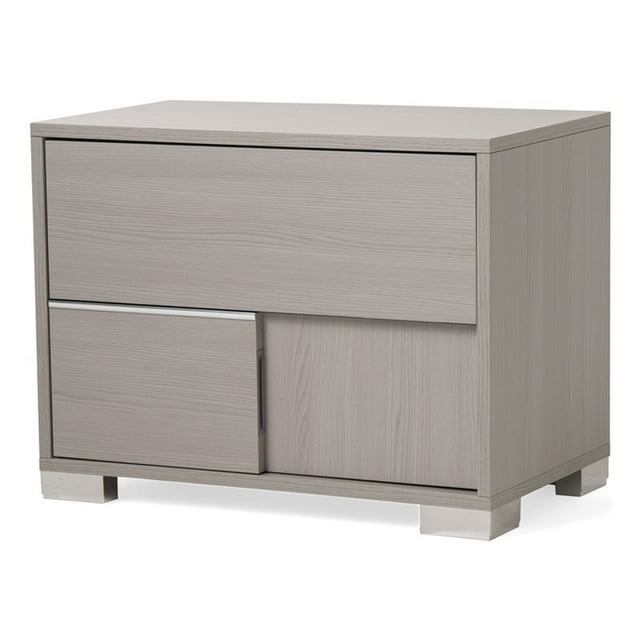 Modrest Ethan 2-Drawer Modern Wood & Stainless Steel Left Nightstand in ...