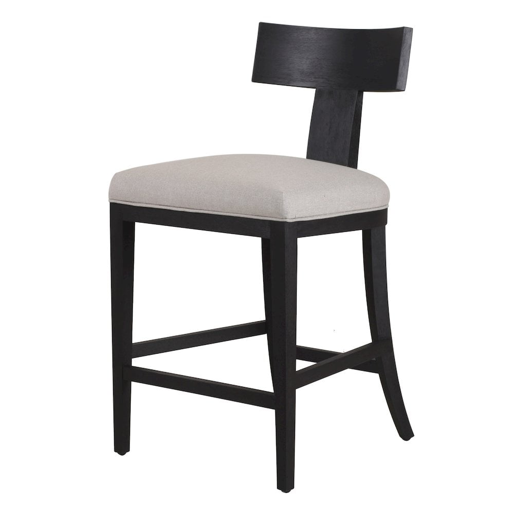 Modrest Fabien - Mid-Century Modern Beige Linen + Black Walnut Counter ...