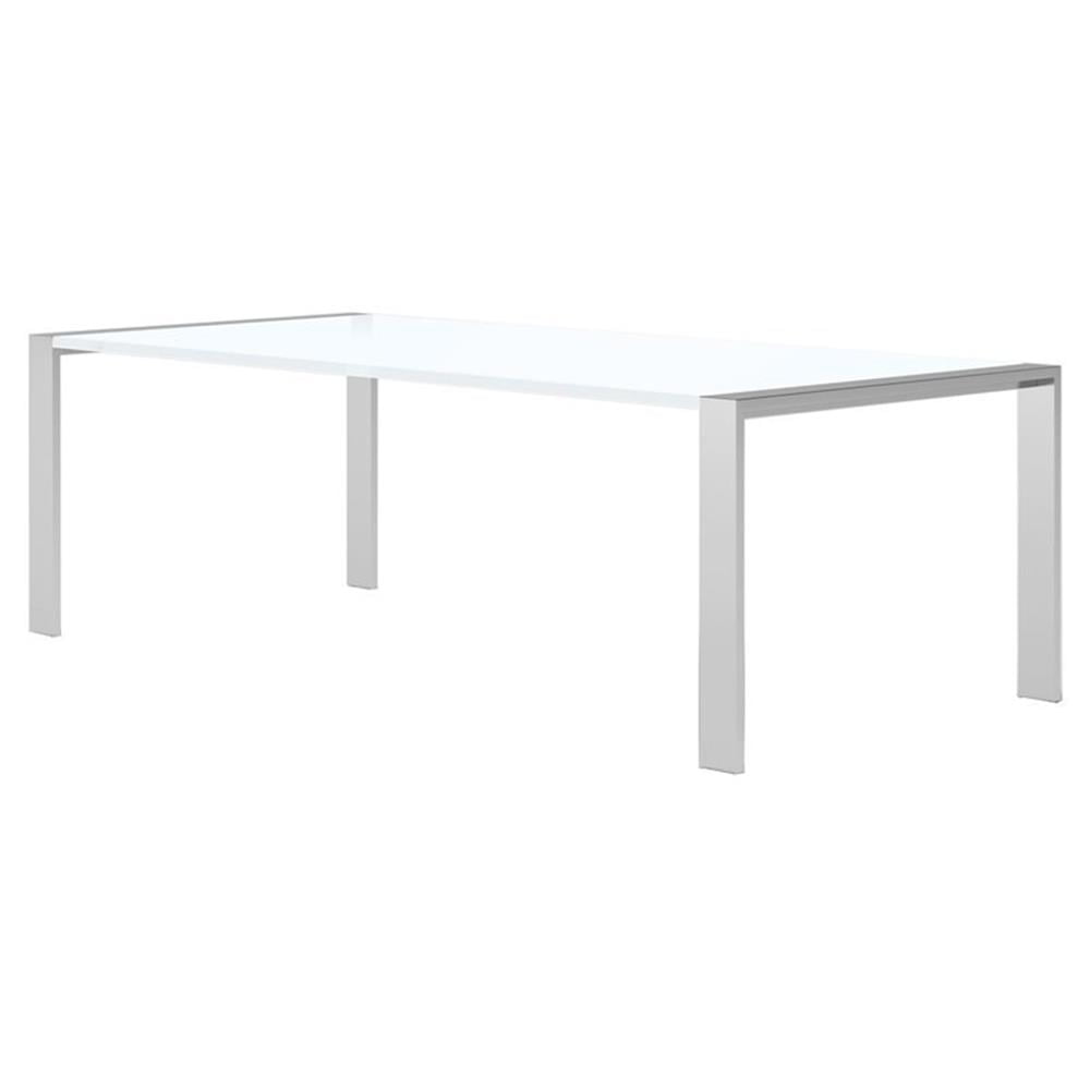Modrest Fauna Modern Stainless Steel & Wood Dining Table in White ...