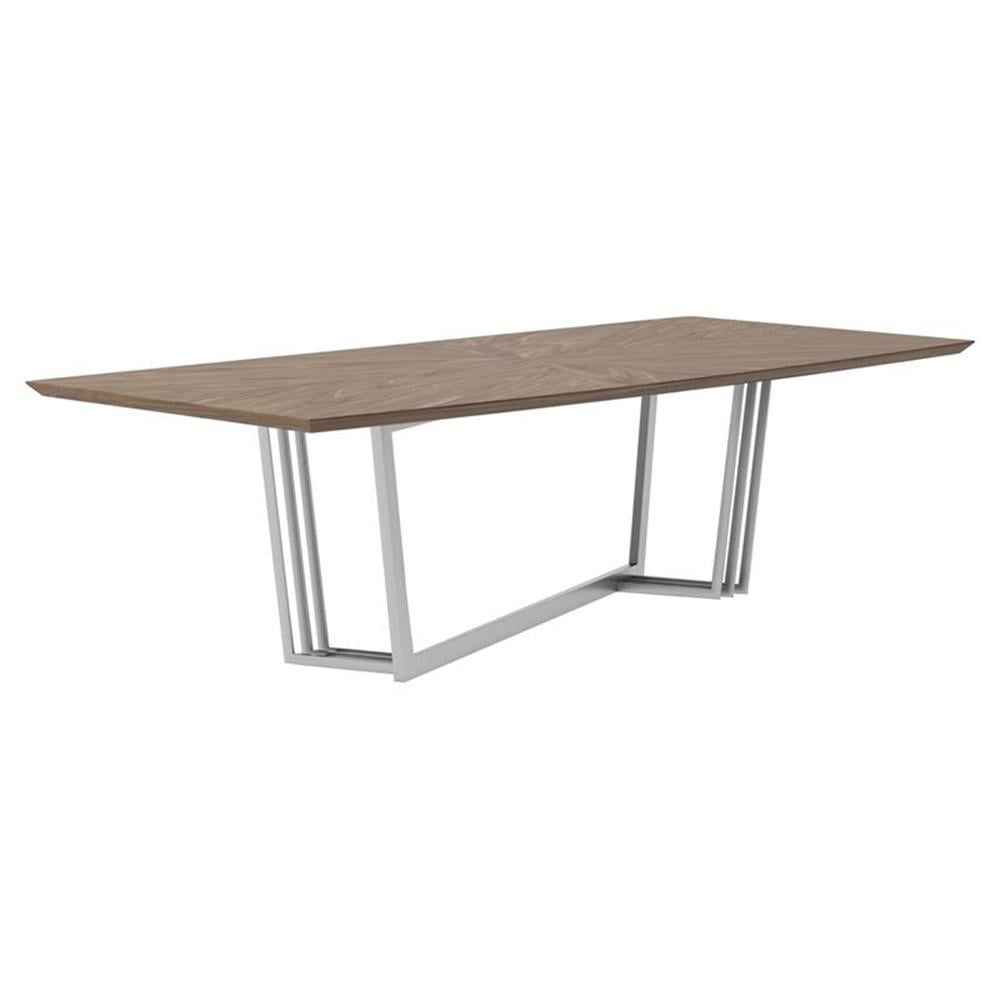 Modrest Gilroy Modern Stainless Steel & Wood Dining Table in Walnut ...