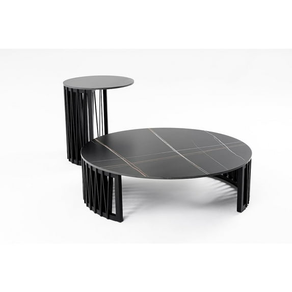 Modrest Larimer - Modern Round Coffee Table Set - Walmart.com