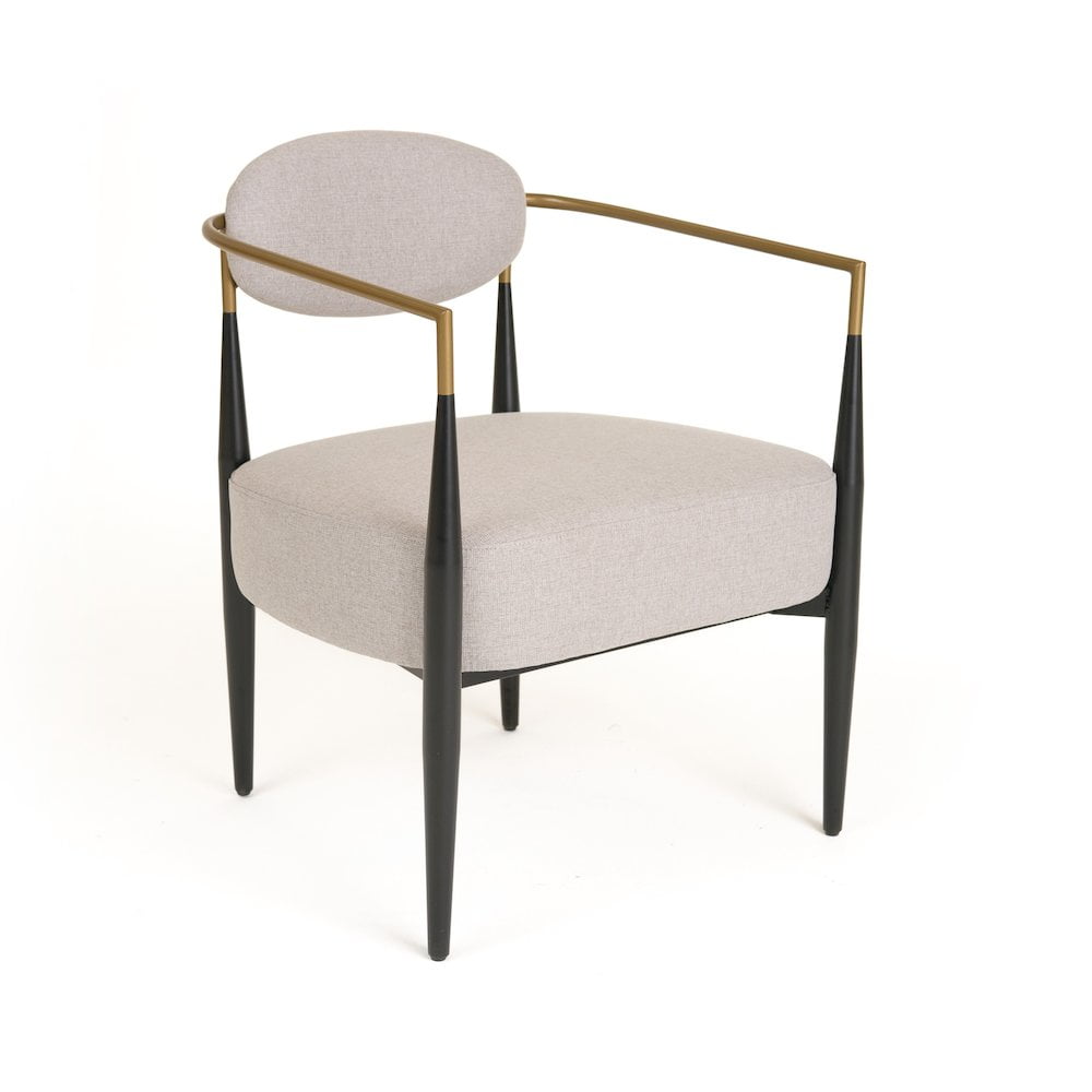 Modrest Liberty - Modern Beige Fabric + Black & Gold Accent Chair ...