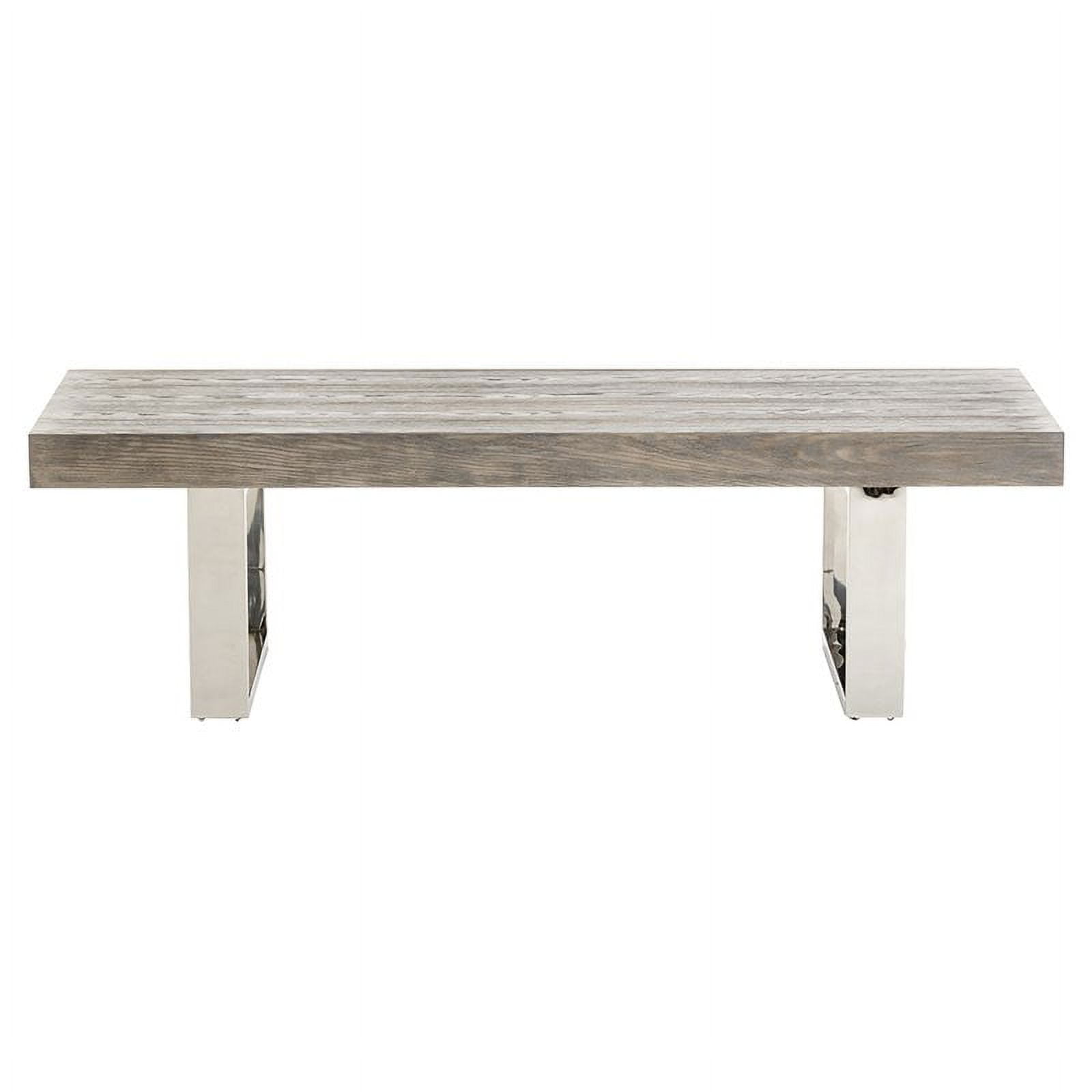 Modrest Lola 18" Modern Stainless Steel and Wood Veneer Bench in Light ...