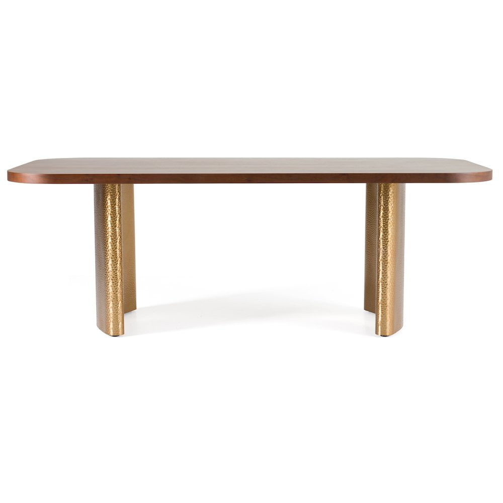 Modrest Marjorie - Modern Walnut + Brushed Gold Rectangular Dining Table - Walmart.com