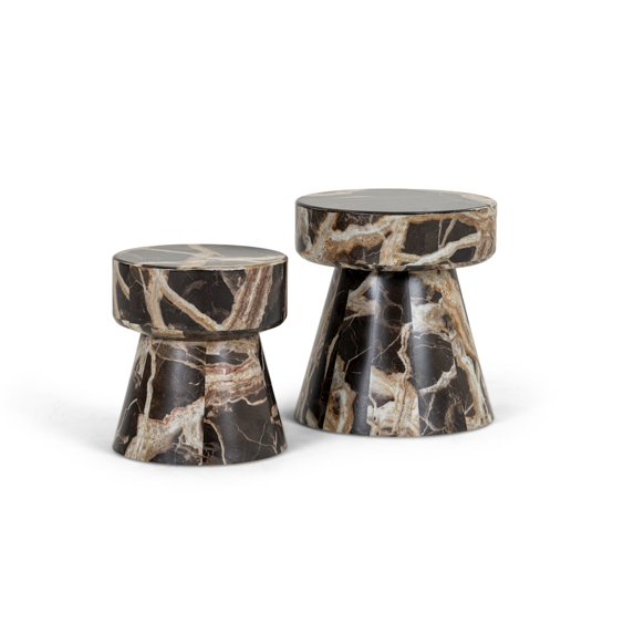 Modrest Marlow - Modern Faux Marble End Table Set - Walmart.com