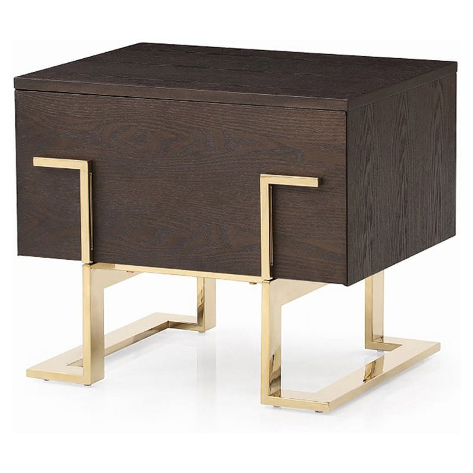 Modrest Moontide 1-Drawer Modern Wood Nightstand in Smoked Ash Brown ...