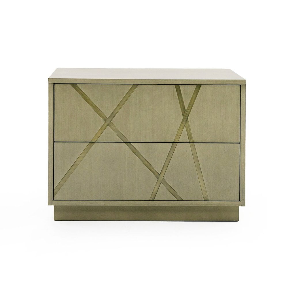 Modrest Nixa - Modern Wide Birch + Brushed Bronze Nightstand - Walmart.com