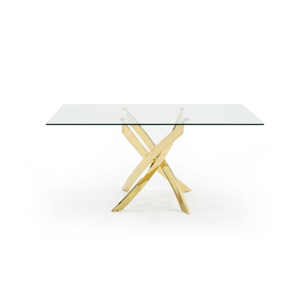Modrest Pyrite 63" Modern Stainless Steel & Glass Dining Table in Gold ...
