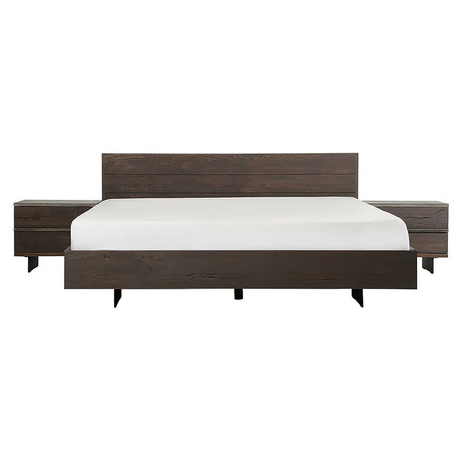Modrest Selma 75x86" Sunken Modern Solid Aged Oak Wood Eastern King Bed ...