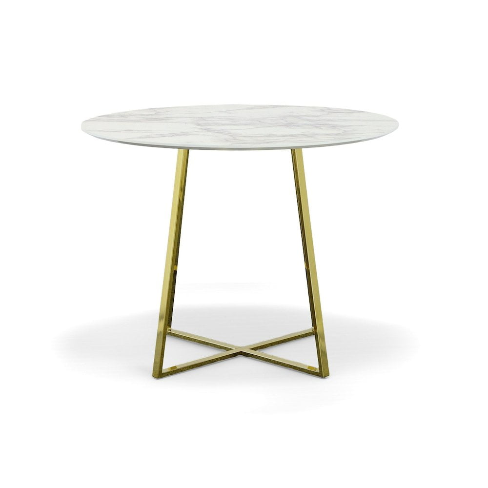 Modrest Swain Modern Faux Marble & Gold Round Dining Table - Walmart.com