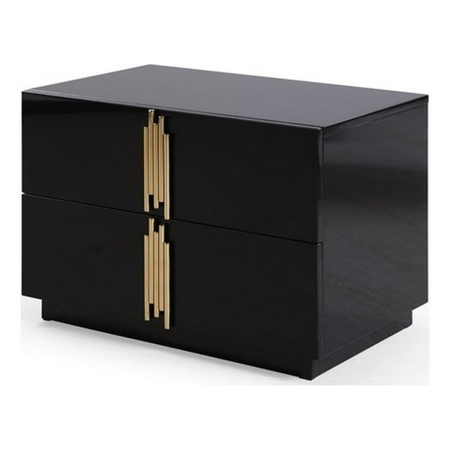 Modrest Token 2-Drawer Engineered Wood Nightstand in Black/Gold ...