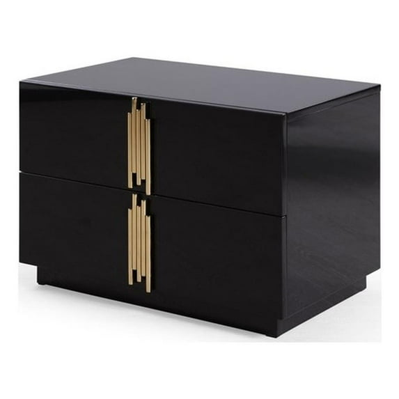 Modrest Token 2-Drawer Engineered Wood Nightstand in Black/Gold ...