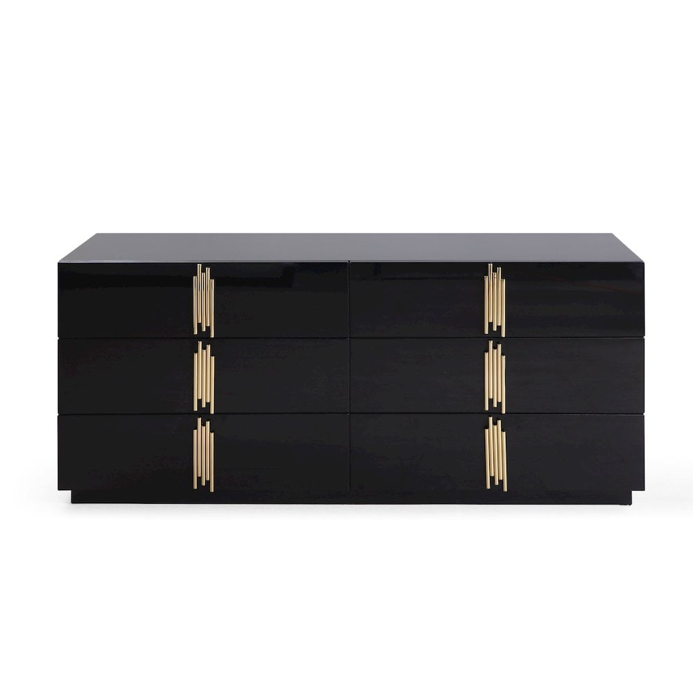 Modrest Token 6-Drawer Engineered Wood Dresser in Black/Gold - Walmart.com