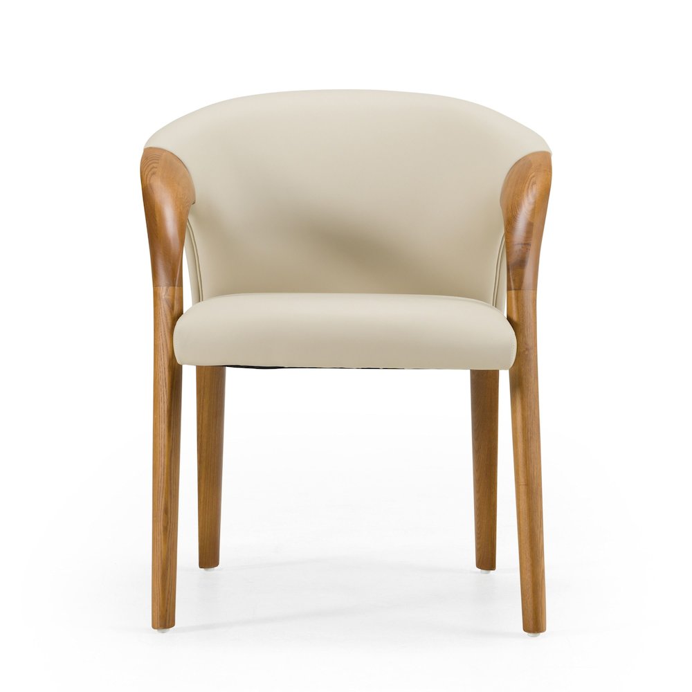 Modrest Wynetta Mid-Century Modern Grey Vegan Leather + Walnut Dining ...