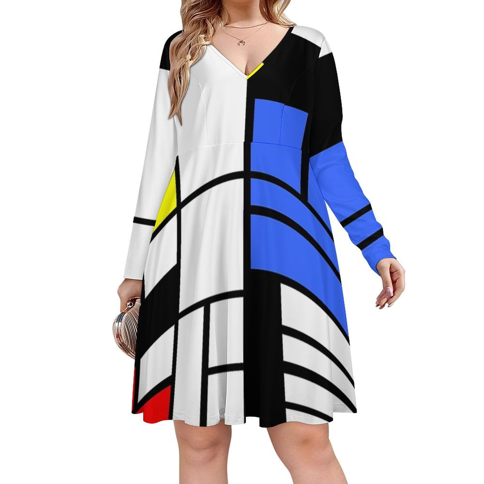 Modrian Inspired Composition with Red Blue And Yellow Essential Long ...