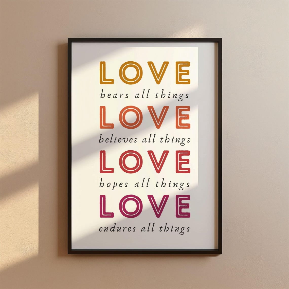 Modroom 1 Corinthians 13 Christian Wall Art, Love Bears All Things ...