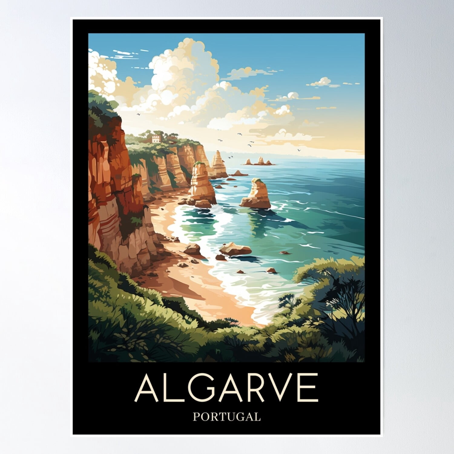 Modroom A Pop Art Travel Print Of Algarve - Portugal Poster Wall Art ...