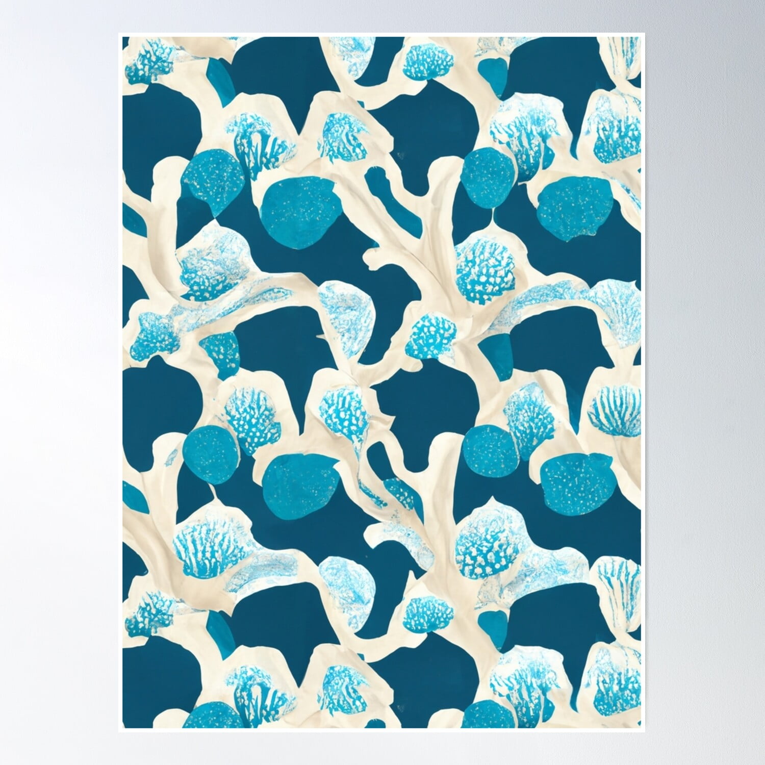 Modroom Abstract Blue Coral Reef Ocean Floor | Coastal Style Repeating ...