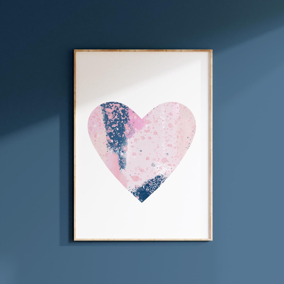Modroom Abstract Heart Wall Art Print Navy and Pink Design for Tween or ...
