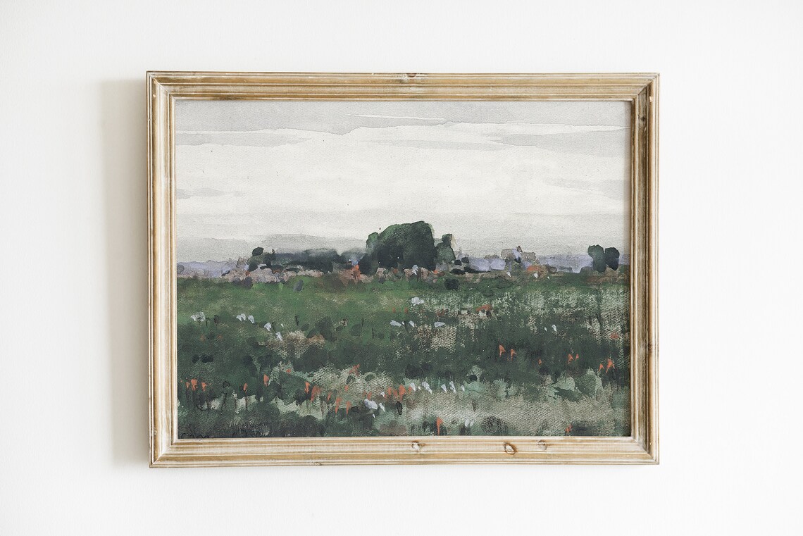 Modroom Abstract Landscape | Wildflowers Painting Print | Vintage ...