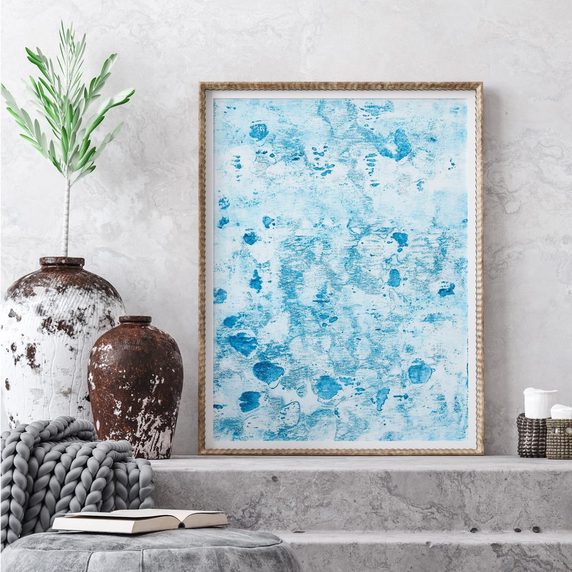 Modroom Abstract Ocean Wall Art Aqua Blue Print Nautical Inspired ...
