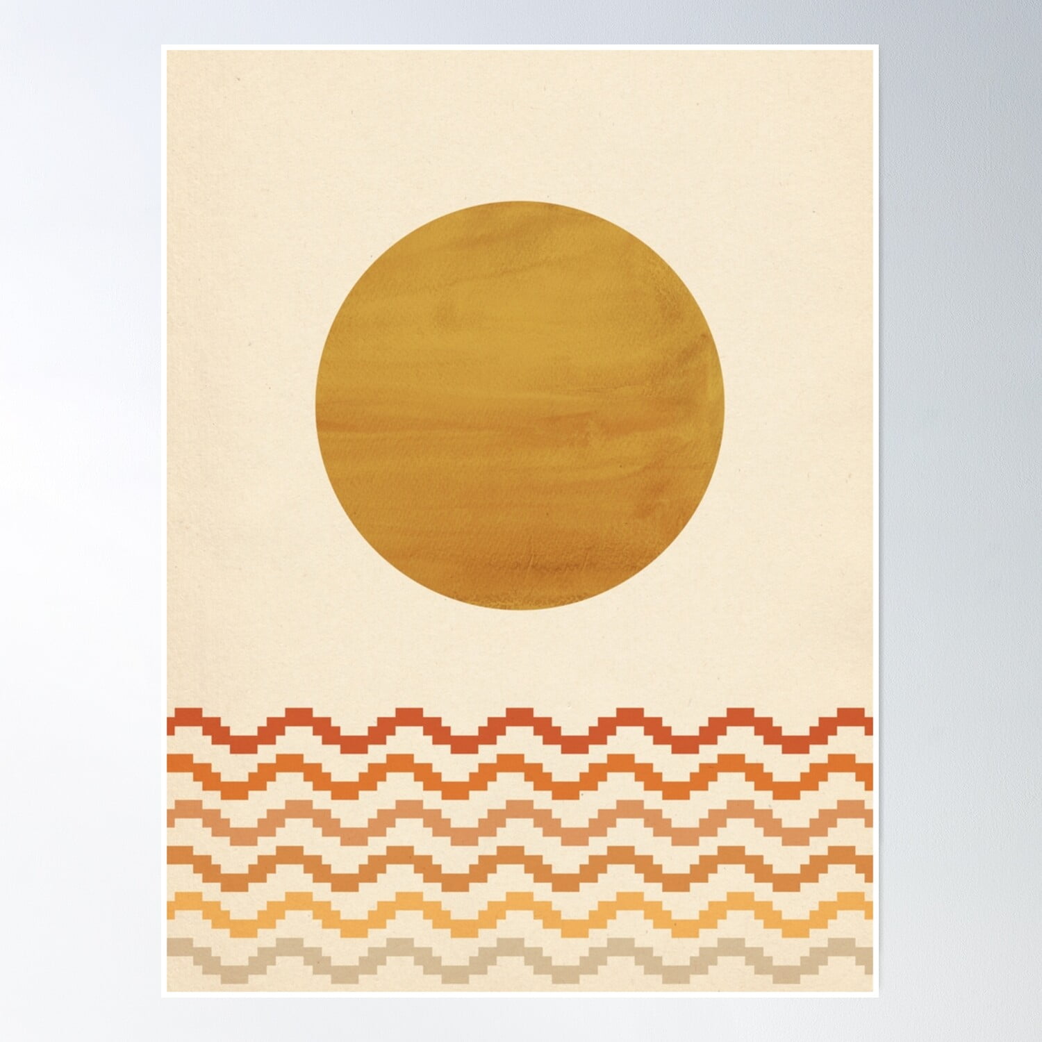 Modroom Abstract Pixel Sea And Sun Poster Wall Art, Modern Wall Decor ...