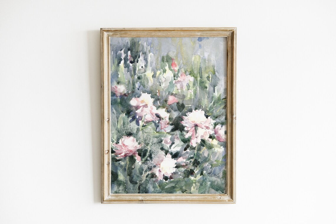 Modroom Abstract Spring Flowers Painting | Vintage Farmhouse Print ...
