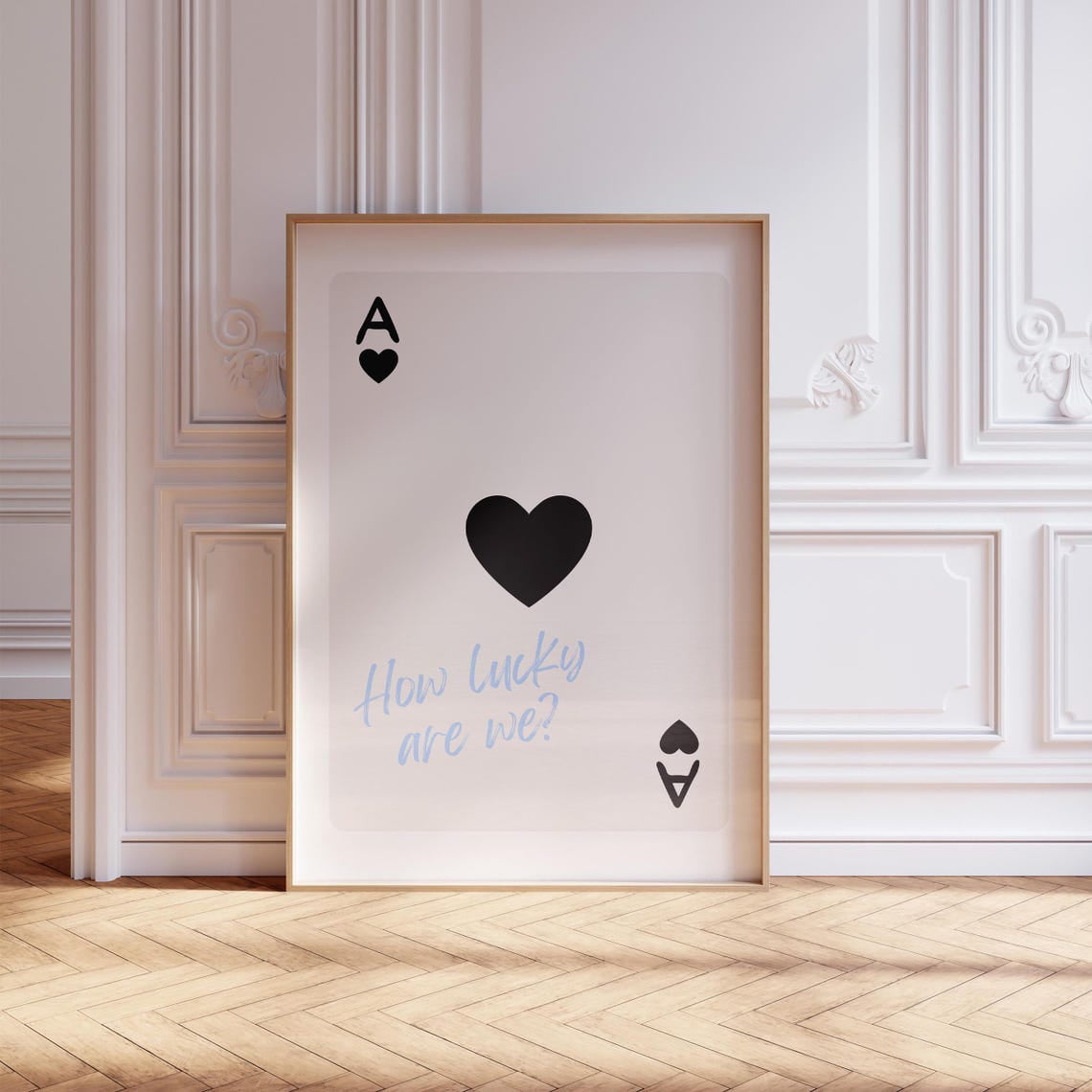 Modroom Ace Of Hearts Print Playing Card Poster Trendy Retro Art Blue ...