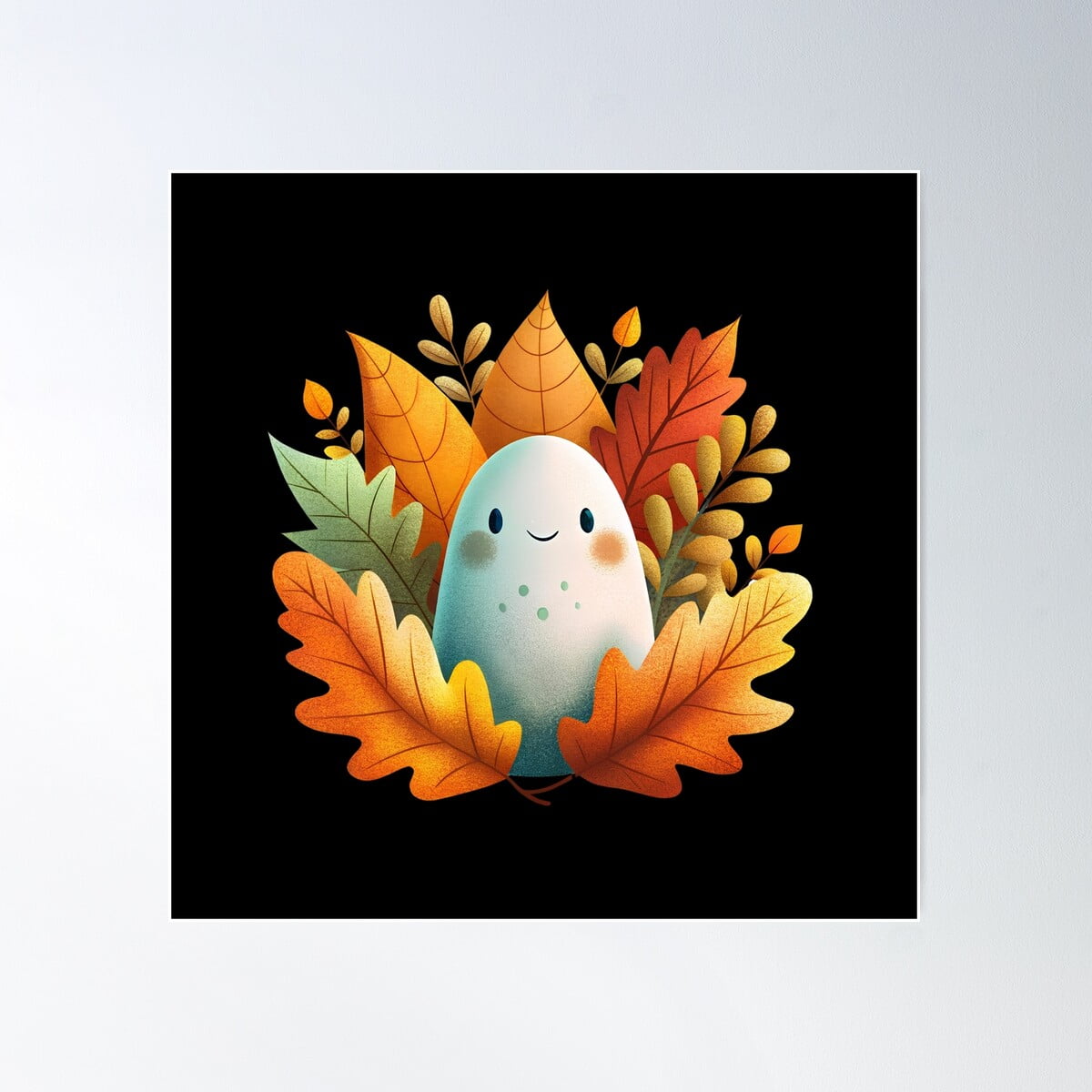 Modroom Adorable Ghost Peeking Poster, Modern Decor, 16x16 UNFRAMED ...