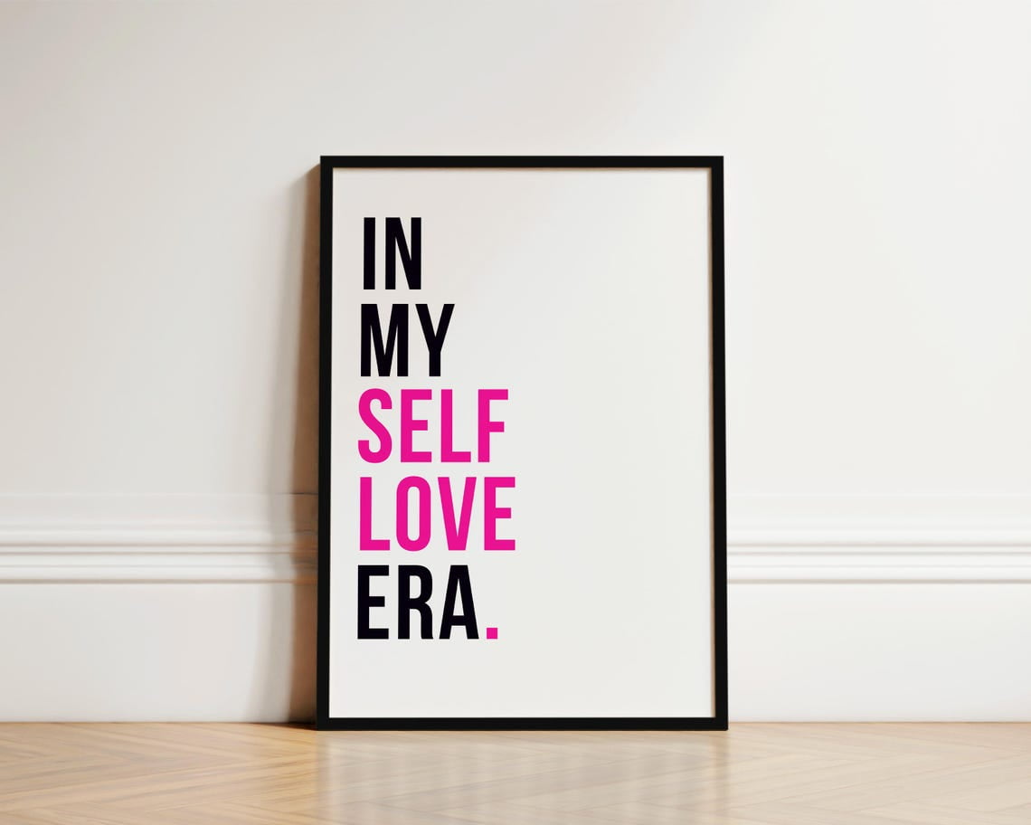Modroom Affirmation Wall Art, In My Self Love Era, Pink Inspirational ...