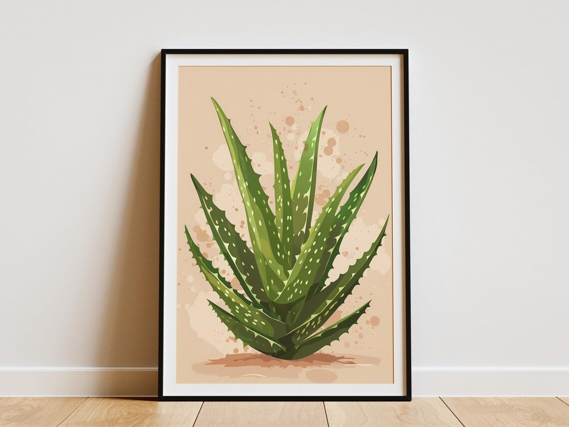 Modroom Aloe Vera Plant Poster Minimalist Botanical Print Green Wall ...