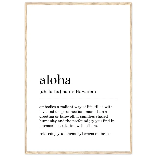 Modroom Aloha Definition Print Hawaiian Wall Art Aloha Poster Aloha ...
