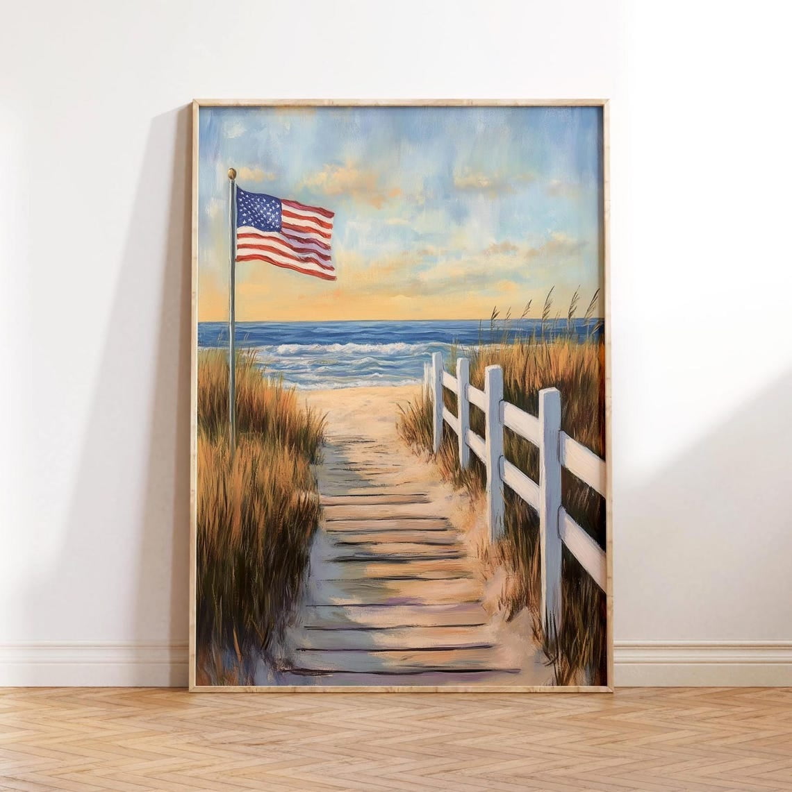 Modroom American Flag Beach Path Poster Patriotic Coastal Decor Fourth ...