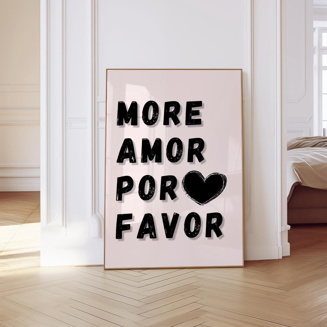 Modroom More Amor Por Favor Black Print, Trendy Black Girly Wall Art ...