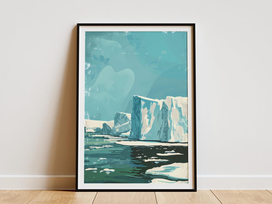 Modroom Antarctica Ice Shelf Poster Blue And White Glacier Landscape ...