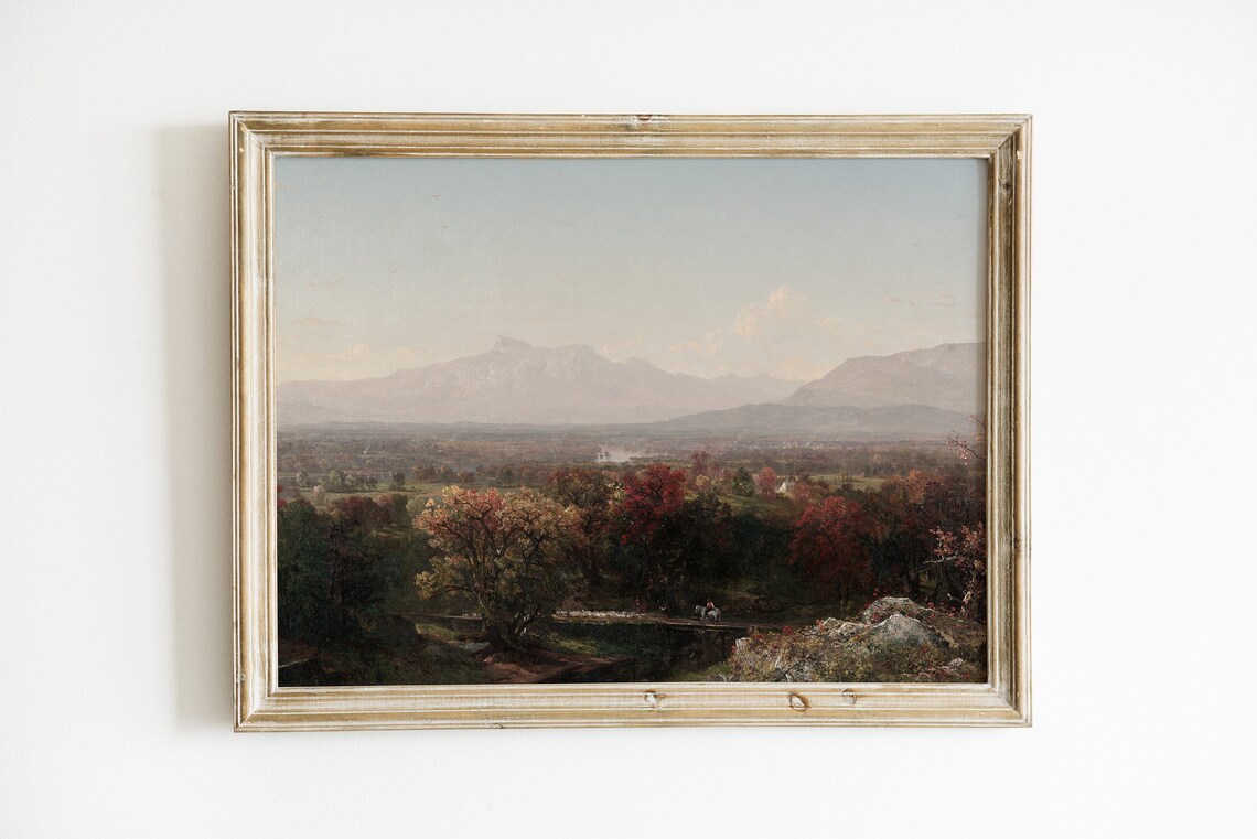 Modroom Antique Fall Landscape Painting | Fall Tree Painting | Vintage ...
