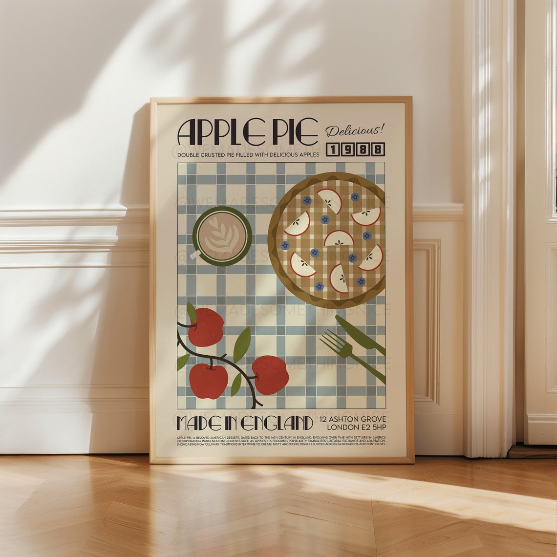 Modroom Apple Pie Poster, Kitchen Art, Kitchen Poster, Kitchen Print ...