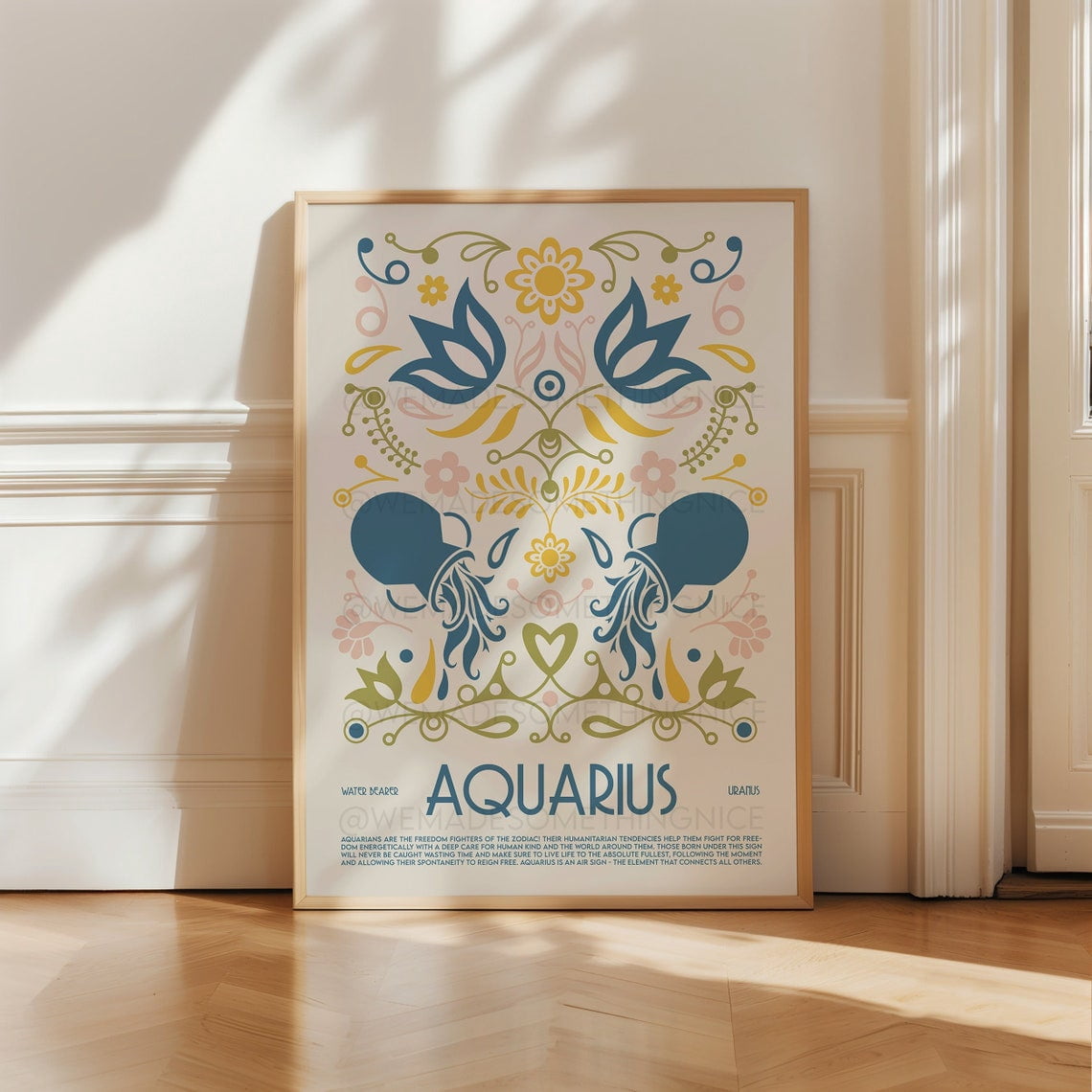 Modroom Aquarius Poster, Horoscope Print, Astrological Wall Art ...