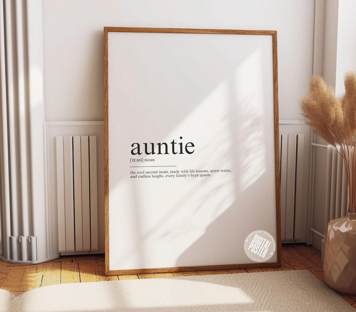 Modroom Auntie Definition Poster – Meaningful Family Wall Art Aunt ...