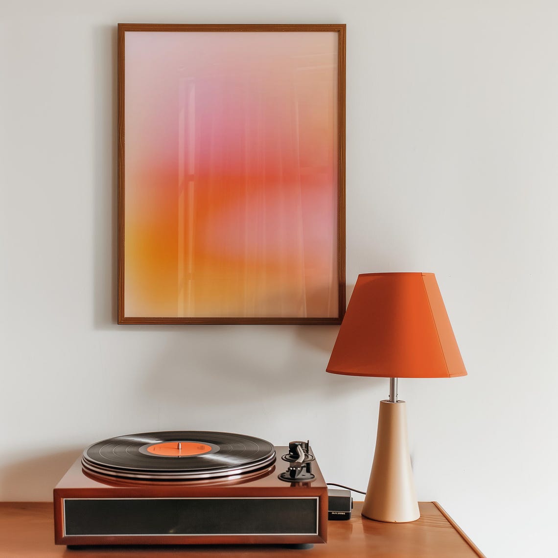Modroom Aura Gradient Art Print, Pink Orange Color Field Wall Decor For ...