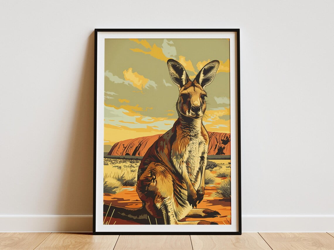 Modroom Australian Outback Kangaroo Poster Animal Art Print Wildlife ...