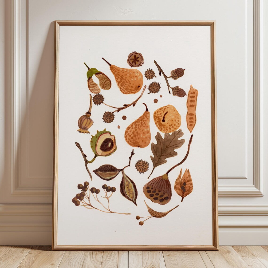 Modroom Autumn Botanical Art Print Fall Nature Wall Decor, Cozy ...