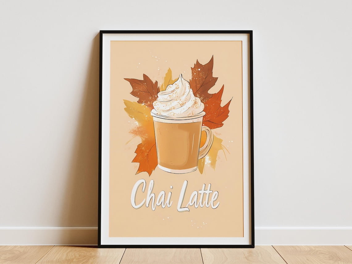 Modroom Autumn Chai Latte Poster Fall Drinks Poster Cozy Coffee Shop ...