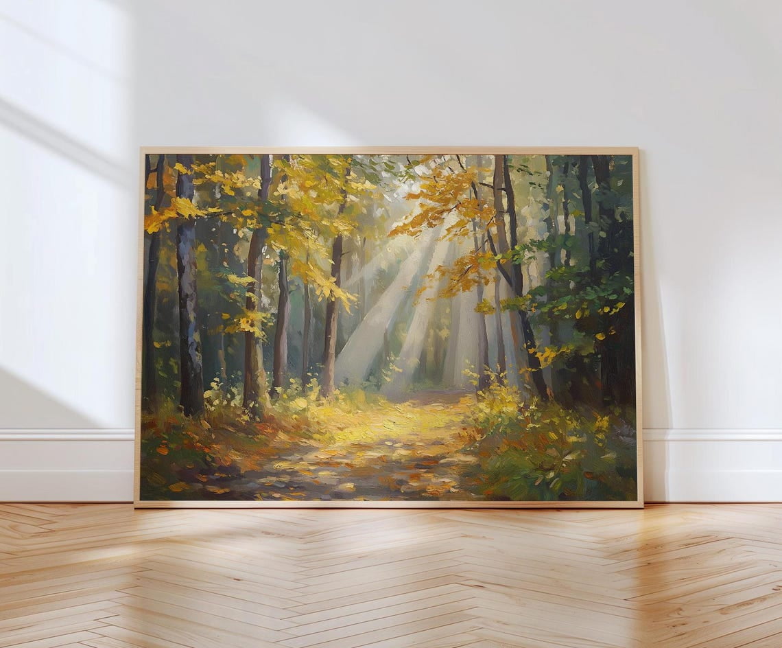 Modroom Autumn Forest Poster Fall Landscape Wall Art Pathway ...