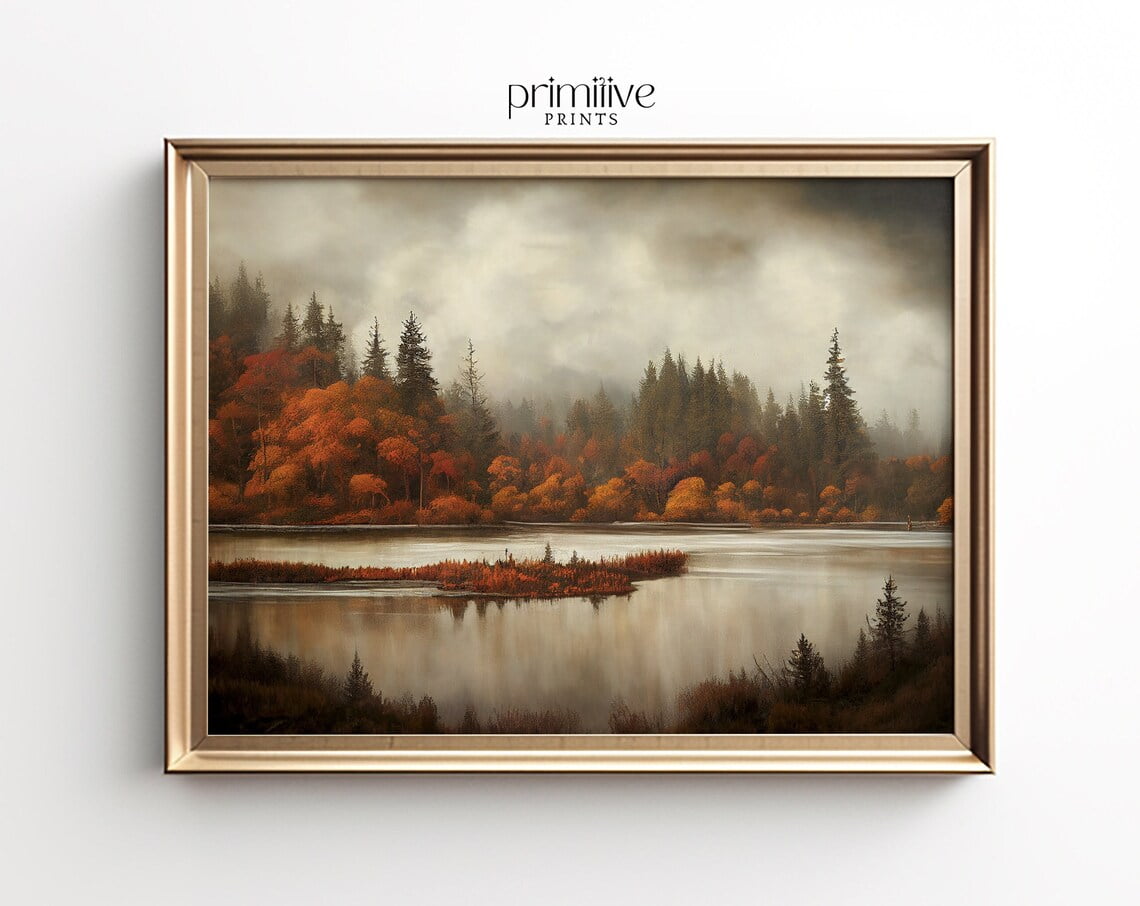 Modroom Autumn Landscape Print | Fall Foliage Art | Autumn Lake | Fall ...