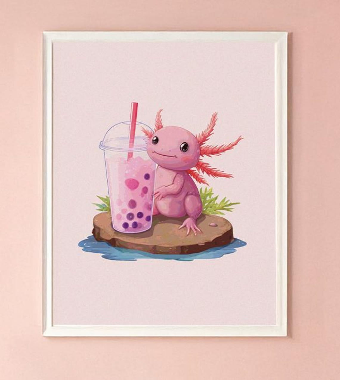 Modroom Axolotl Art Print, Cute Kawaii Art Print, Axolotl Wall Art ...