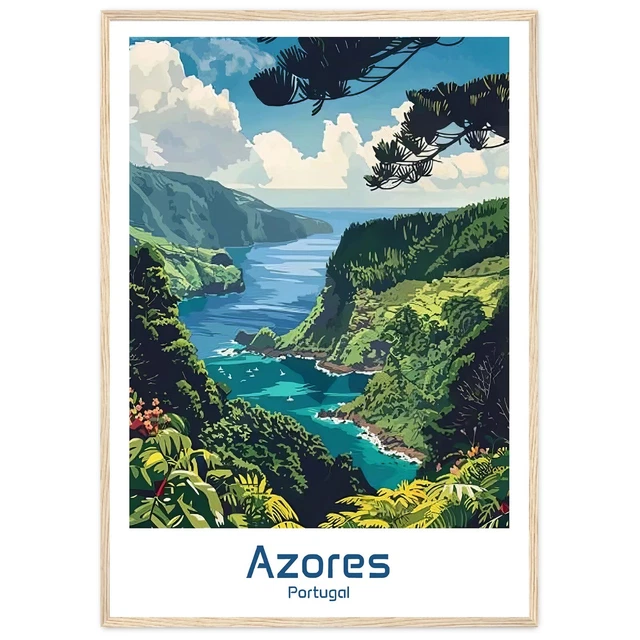 Modroom Azores Travel Poster Portuguese Island Wall Art Scenic ...